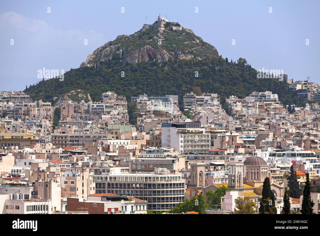 Cityscape of Athens with the Metropolitan Cathedral of Athens, the ...
