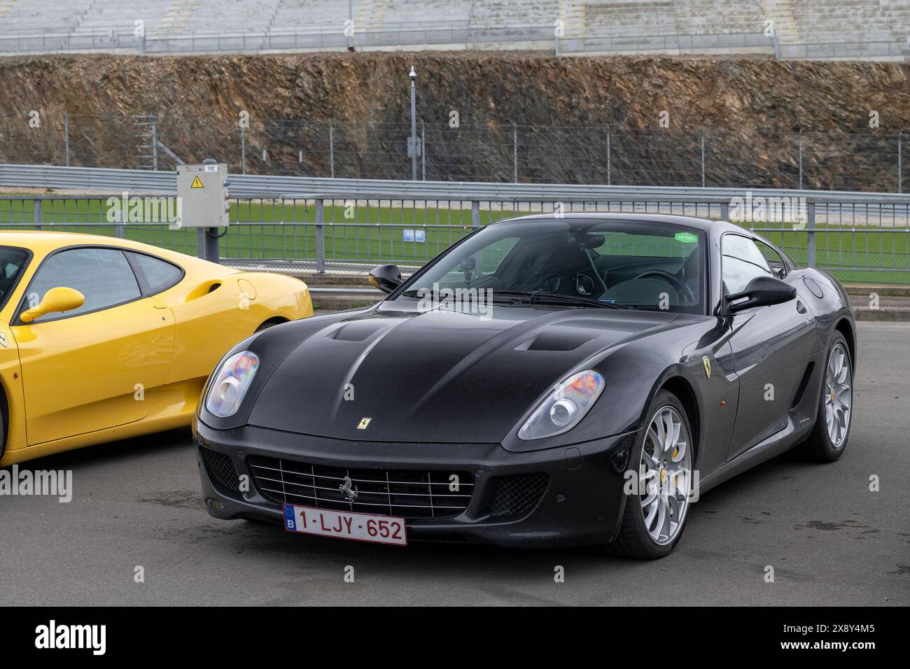 Spa-Francorchamps, Belgium - View on a black Ferrari 599 GTB Fiorano ...