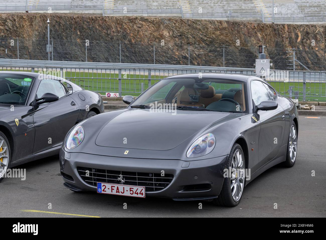 Spa-Francorchamps, Belgium - View on a grey Ferrari 612 Scaglietti ...
