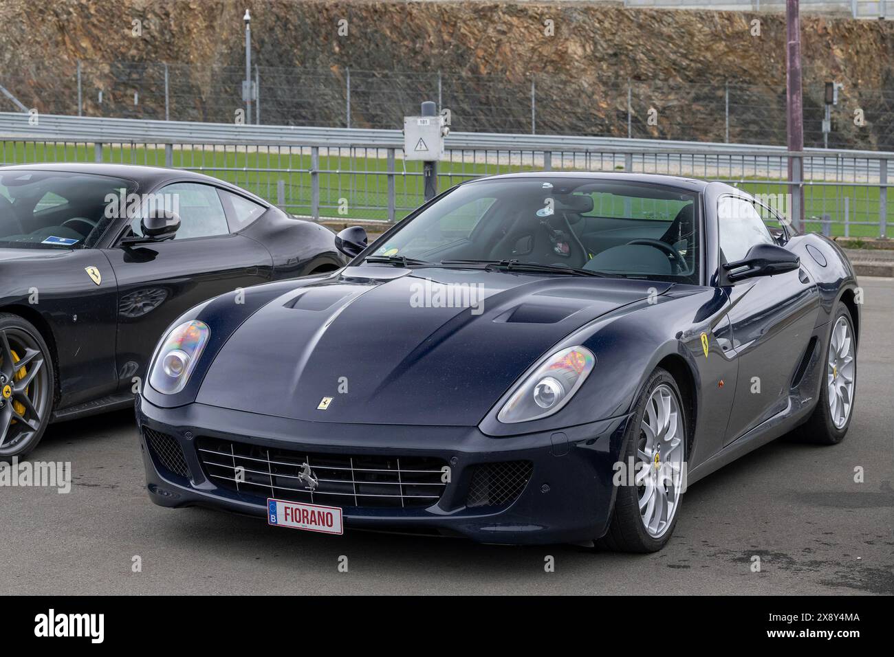 Spa-Francorchamps, Belgium - View on a blue Ferrari 599 GTB Fiorano ...