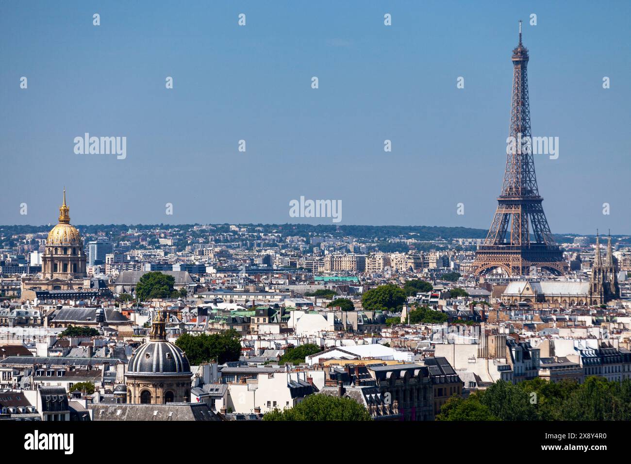 Paris from the Tour Saint-Jacques with the Eiffel Tower, the Invalides ...