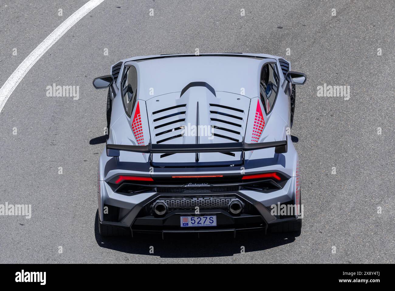 Monte Carlo, Monaco - View on a matte grey Lamborghini Huracán STO ...