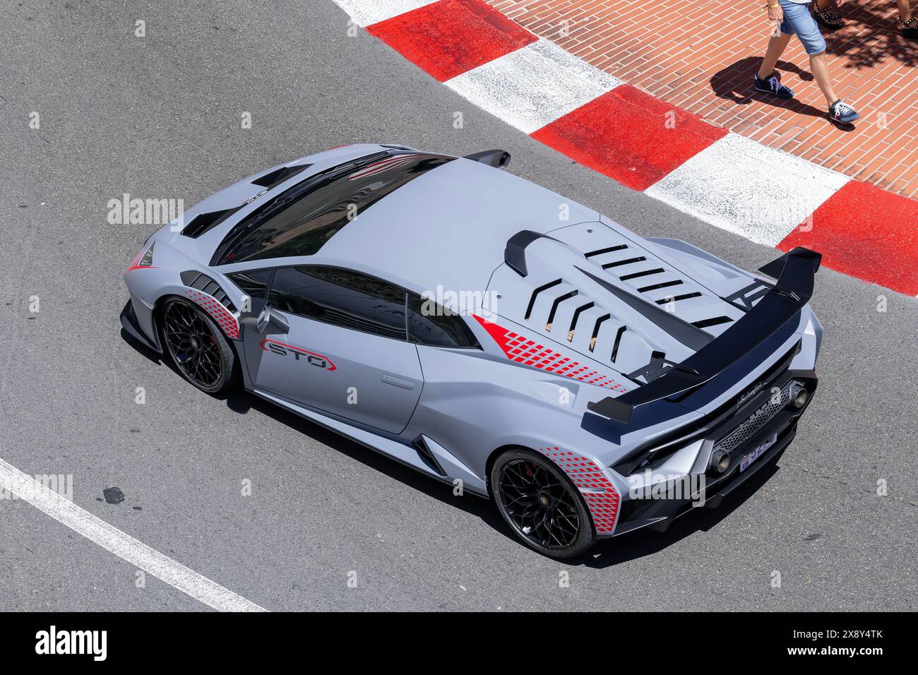 Monte Carlo, Monaco - View on a matte grey Lamborghini Huracán STO ...