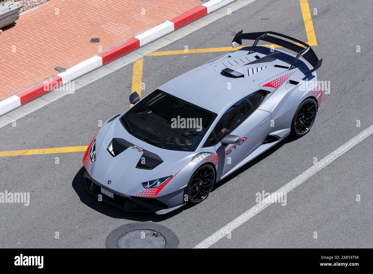 Monte Carlo, Monaco - View on a matte grey Lamborghini Huracán STO ...