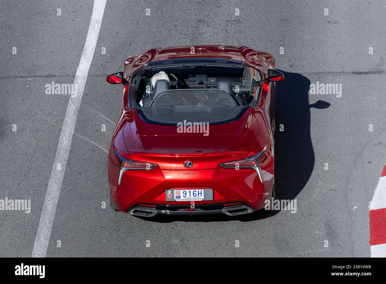 Monte Carlo, Monaco - View on a red Lexus LC 500 Convertible driving on ...