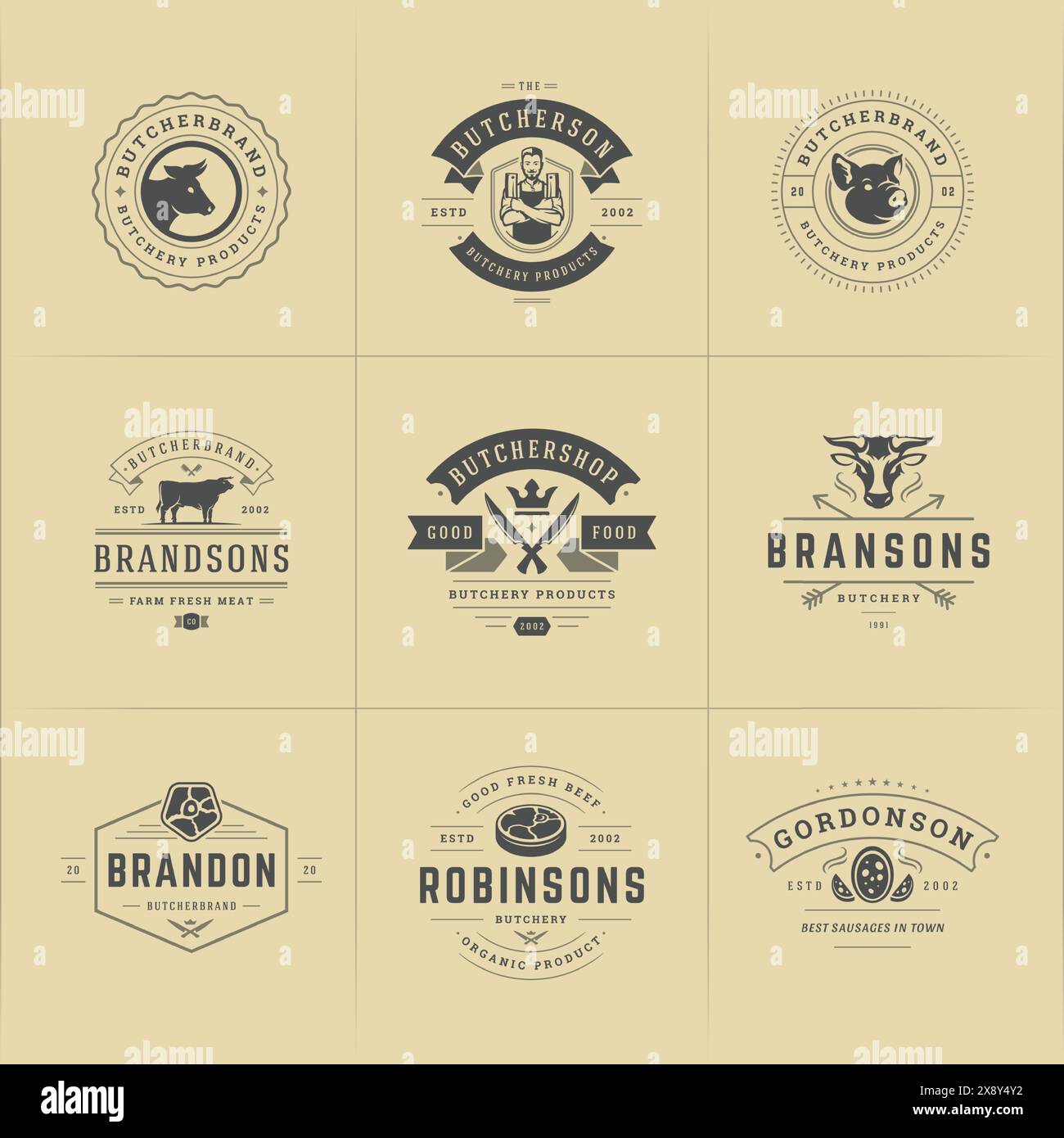 Butcher shop logos set vector illustration good for farm or restaurant ...