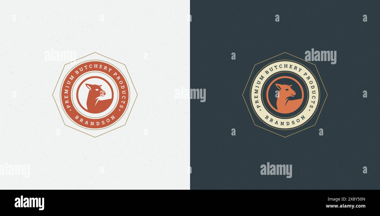 Butcher shop logo vector illustration lamb silhouette good for farm or ...