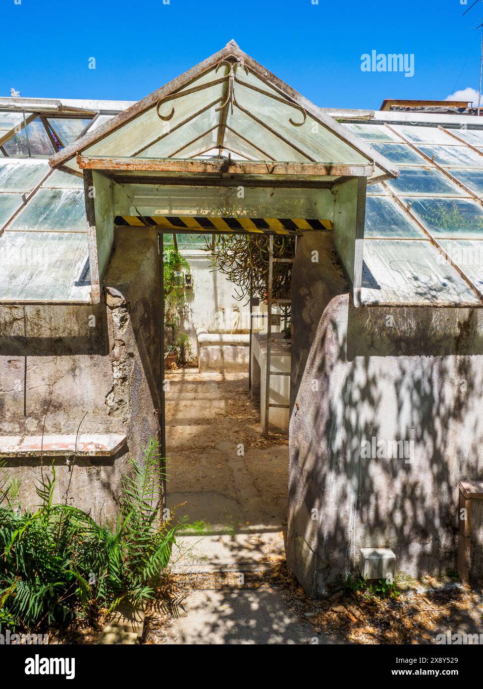Greenhouse structure in the Botanical Garden of Rome, located on the ...