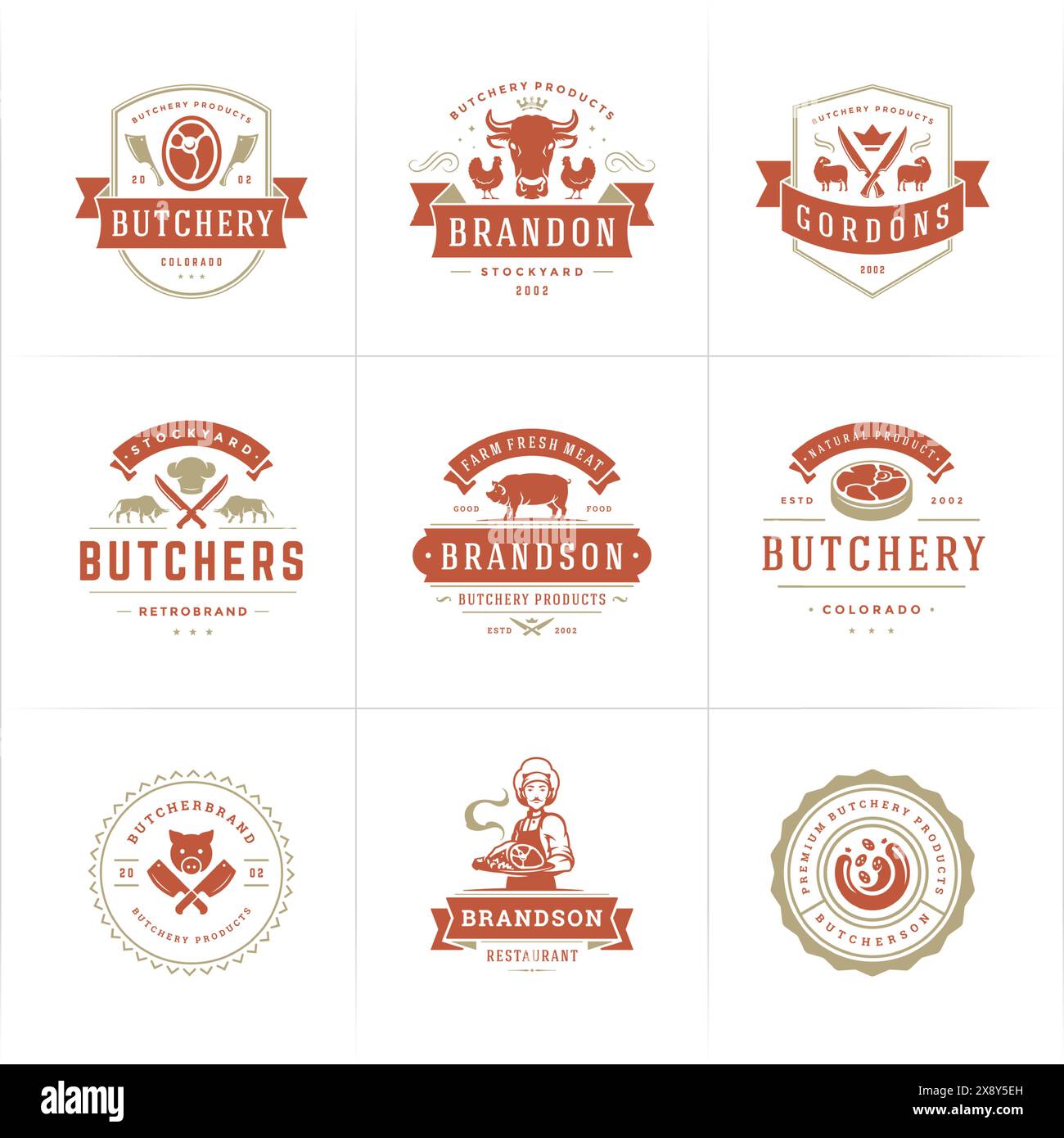 Butcher shop logos set vector illustration good for farm or restaurant ...