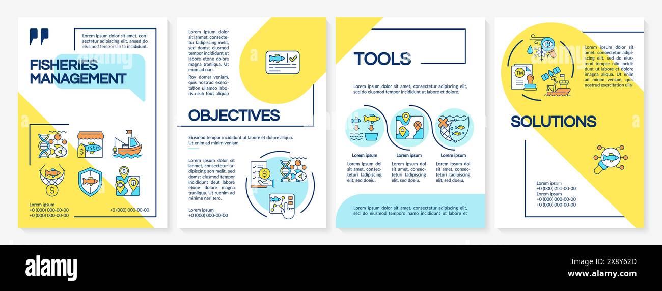 Fisheries management organization blue and yellow brochure template ...