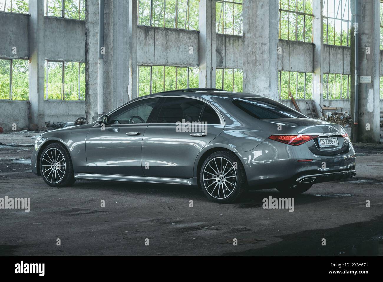 Bulgaria - 05 29 2024: Beautiful grey Mercedes Benz S Class in and old ...