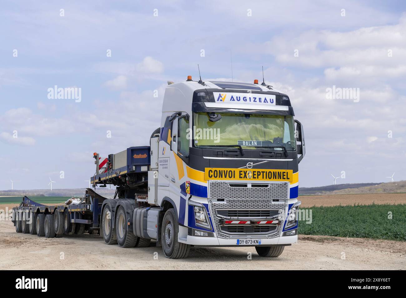 Nancy, France - White heavy haulage truck Volvo FH16 650 with an empty ...