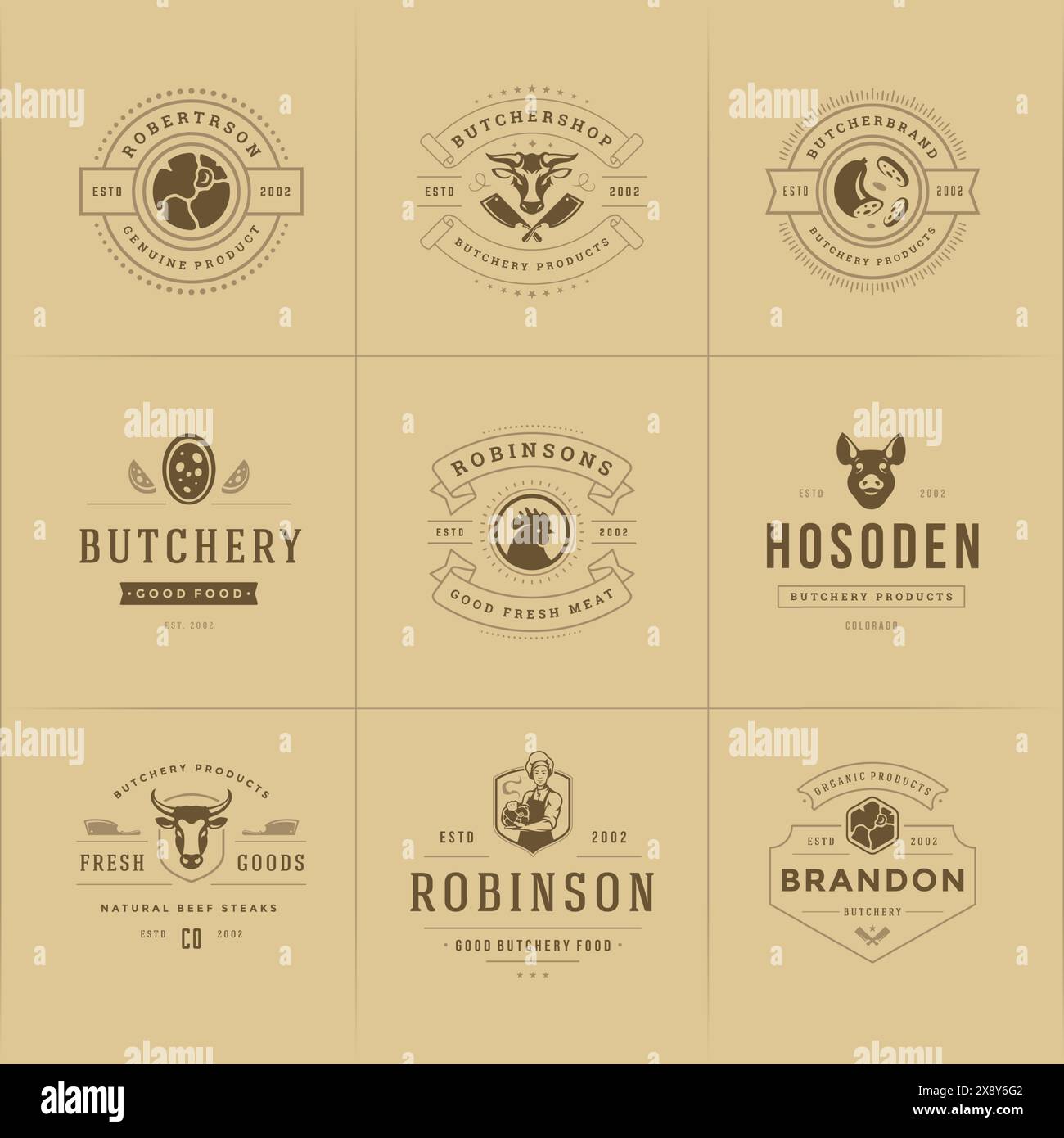 Butcher shop logos set vector illustration good for farm or restaurant ...