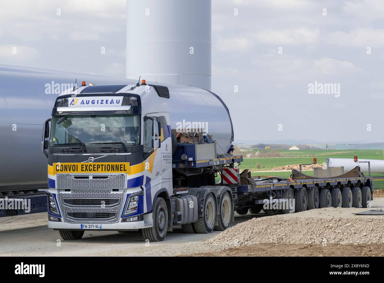Nancy, France - White heavy haulage truck Volvo FH16 650 with an empty ...