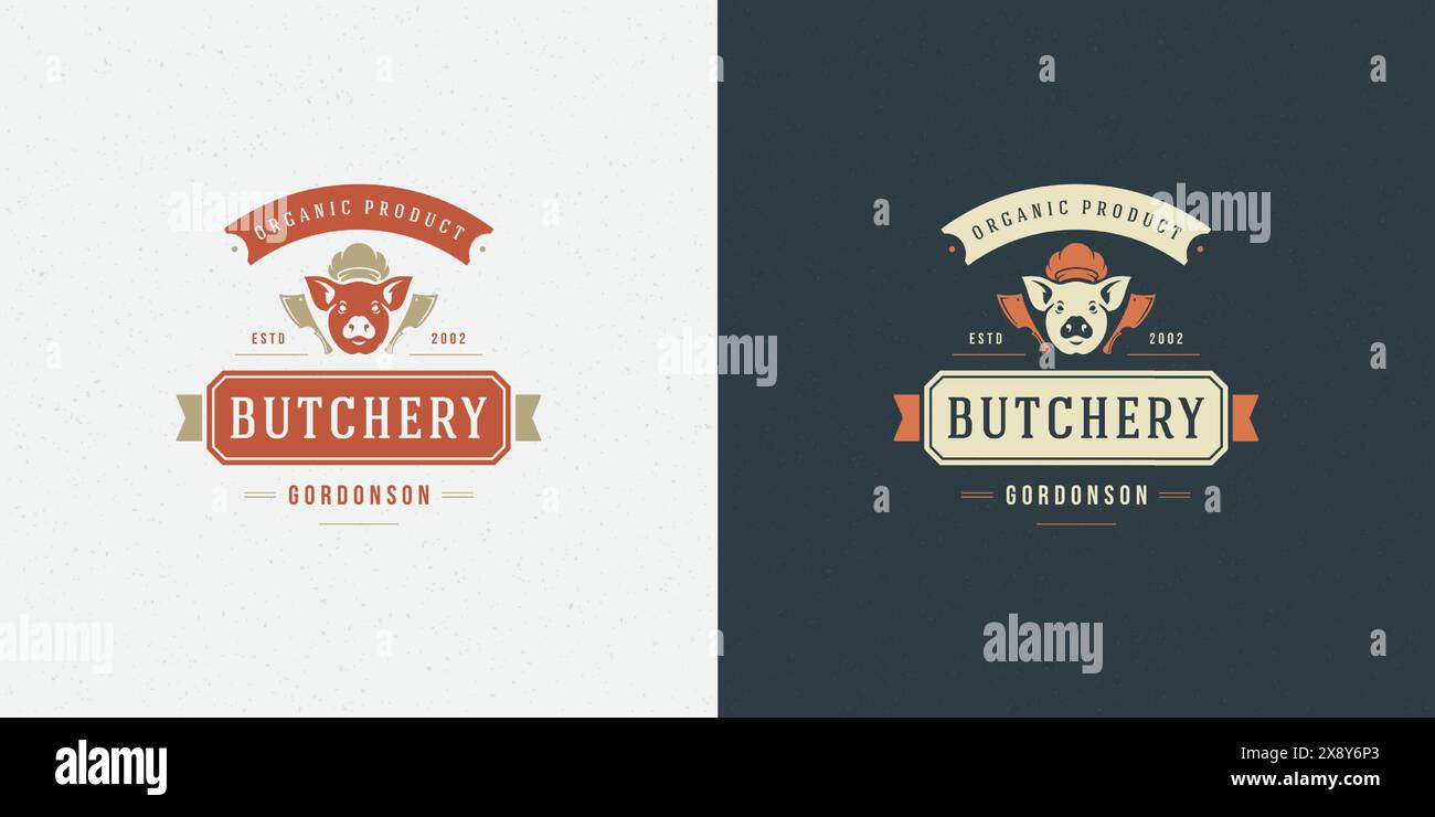 Butcher shop logo vector illustration pig head silhouette good for farm ...
