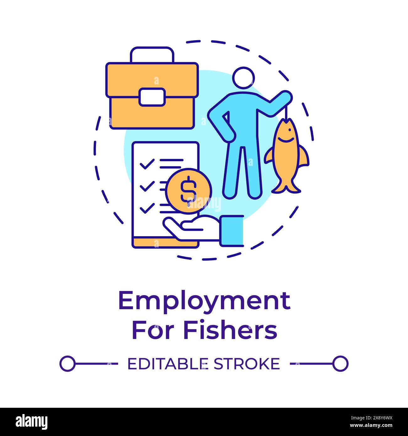 Employment for fishers multi color concept icon Stock Vector Image ...