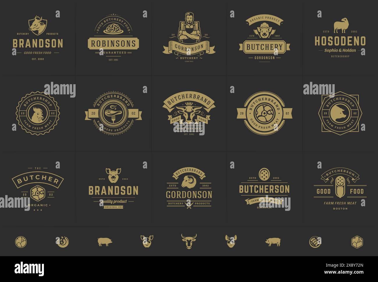 Butcher shop logos set vector illustration good for farm or restaurant ...