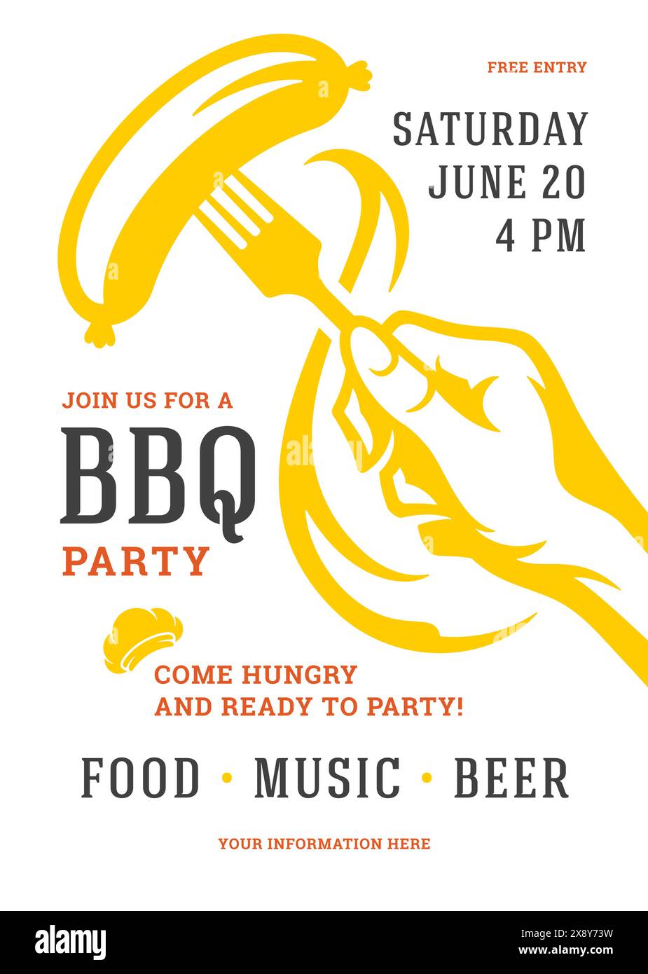 Barbecue party invitation flyer or poster design vector template. BBQ ...