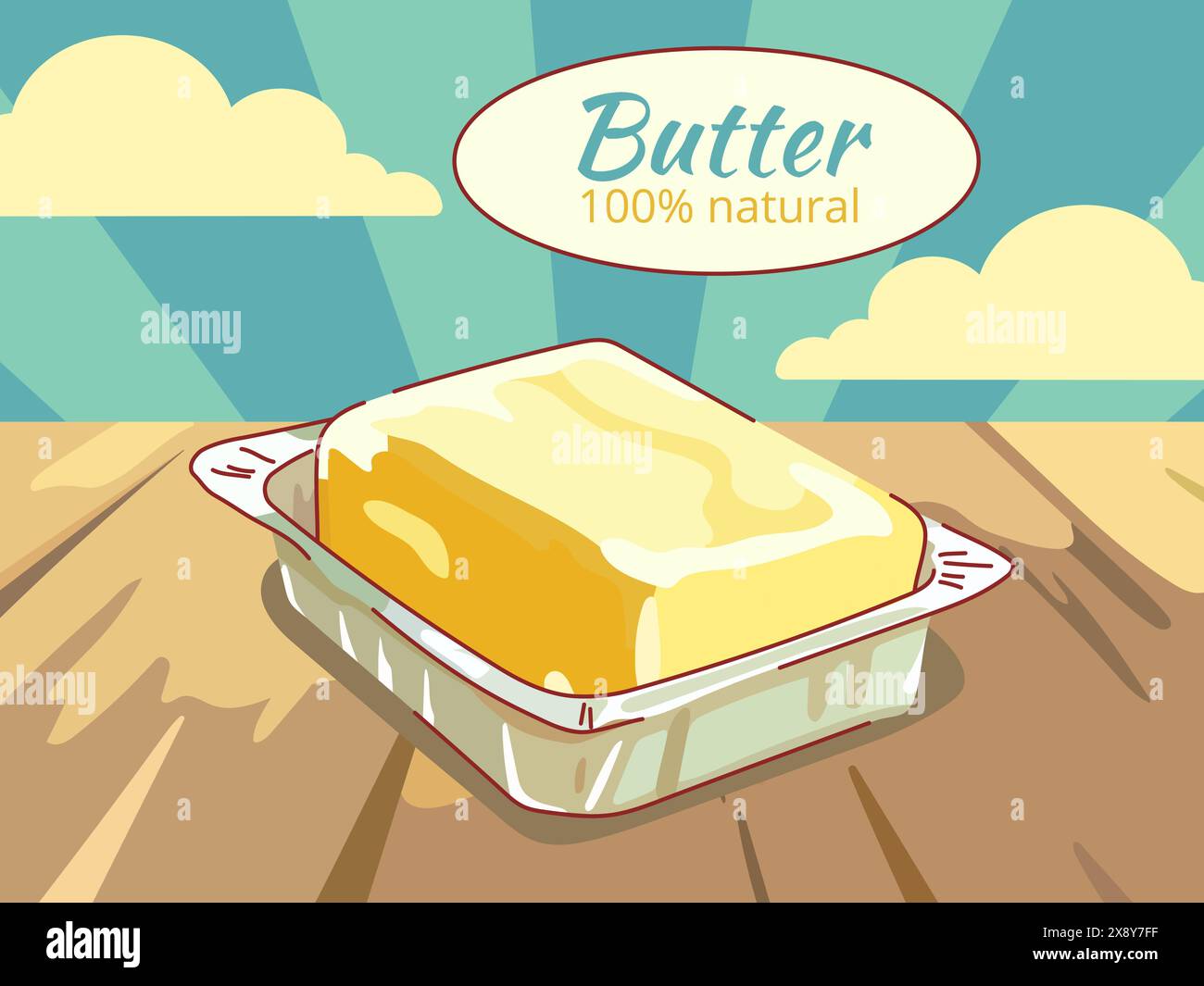 Butter advertising poster. Dairy product for cooking and spreading on ...