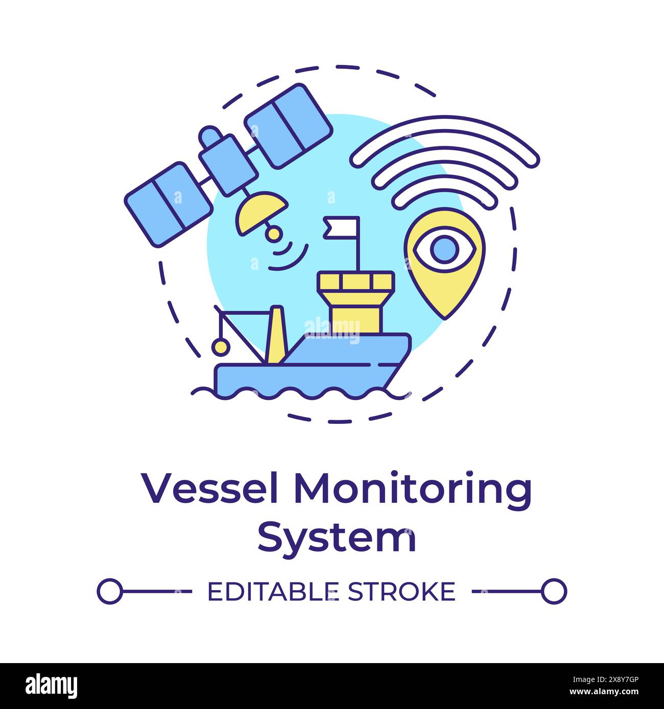 Vessel Monitoring System Multi Color Concept Icon Stock Vector Image And Art Alamy