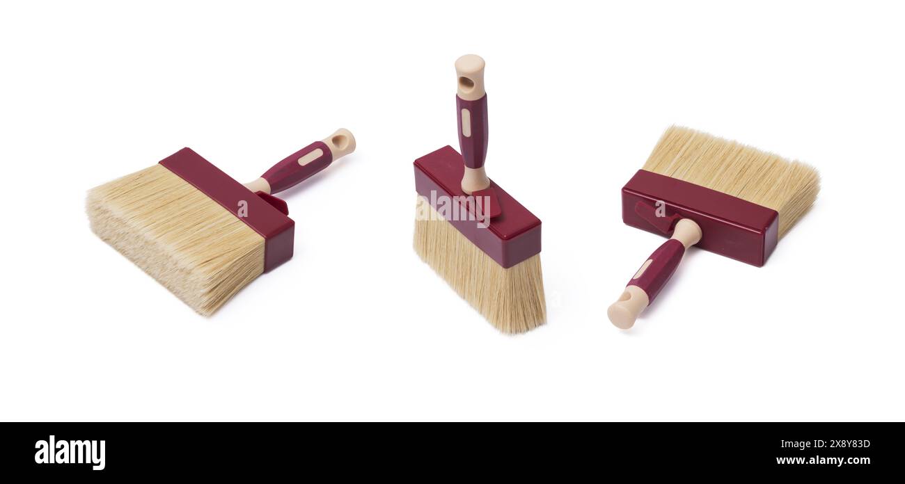 Set of whitewash brushes at different angles, isolated on white ...