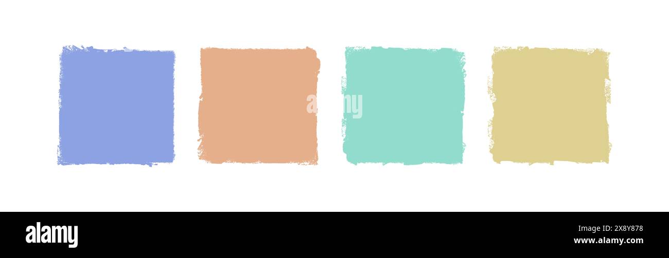 Paint color swatches on a white wall, creativity and decoration concept ...