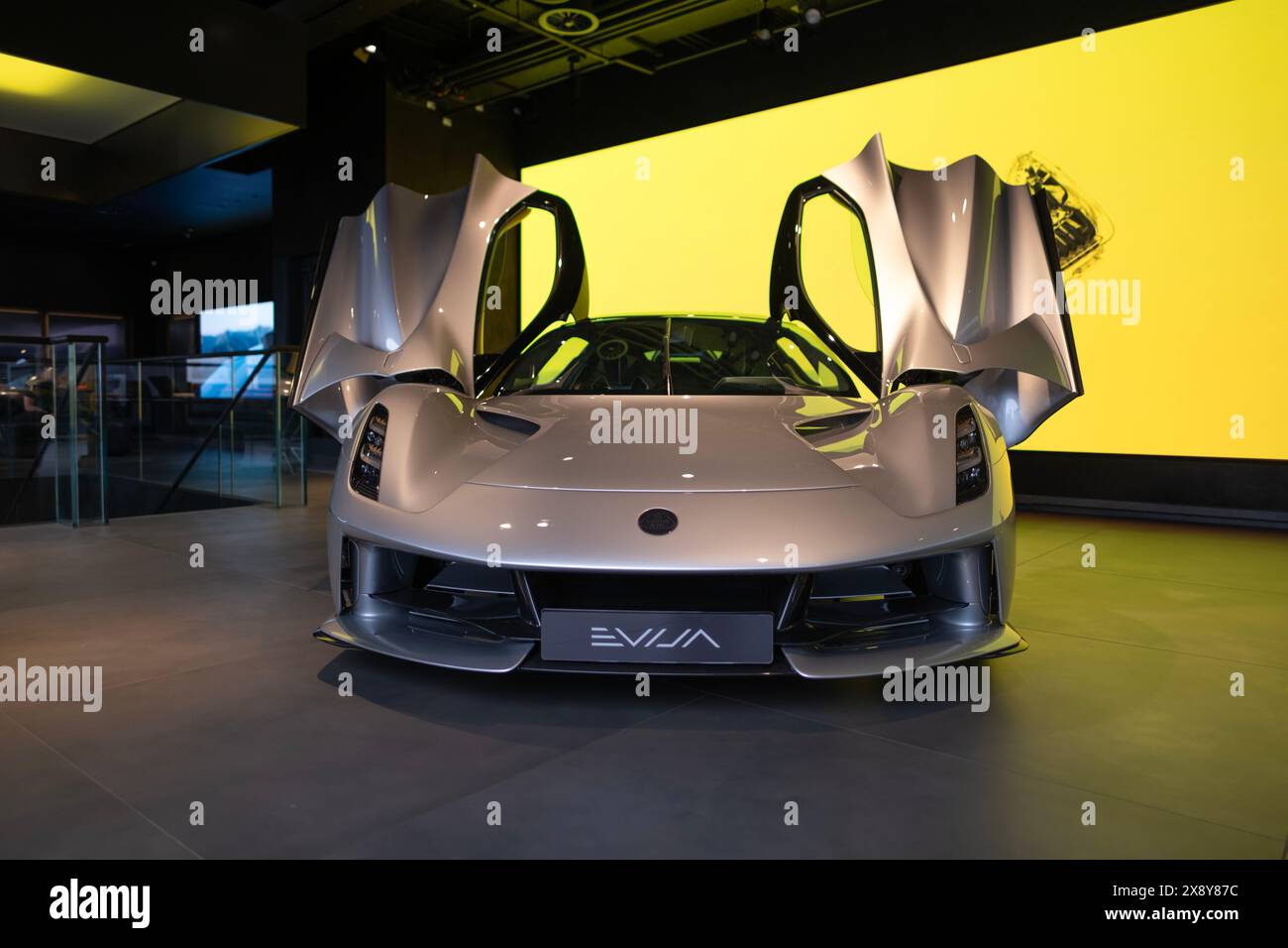 new silver Lotus Emira in showroom, British exciting sports car Lotus ...