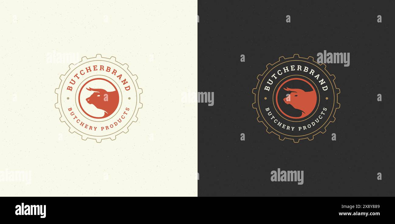 Steak house logo vector illustration bull head silhouette good for farm ...
