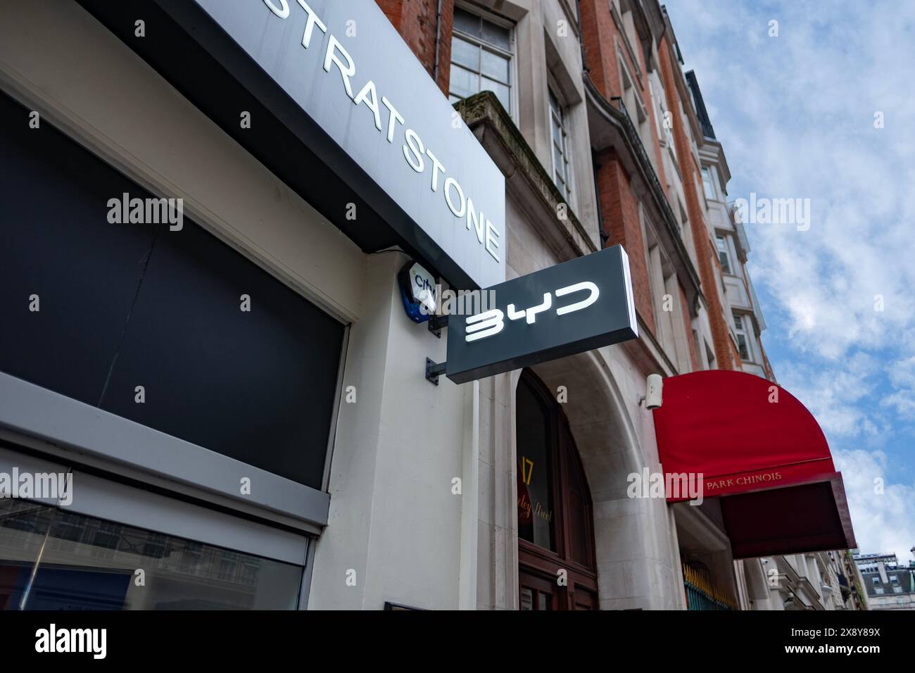 BYD Advertising logo, banner, car dealership building, Chinese ...