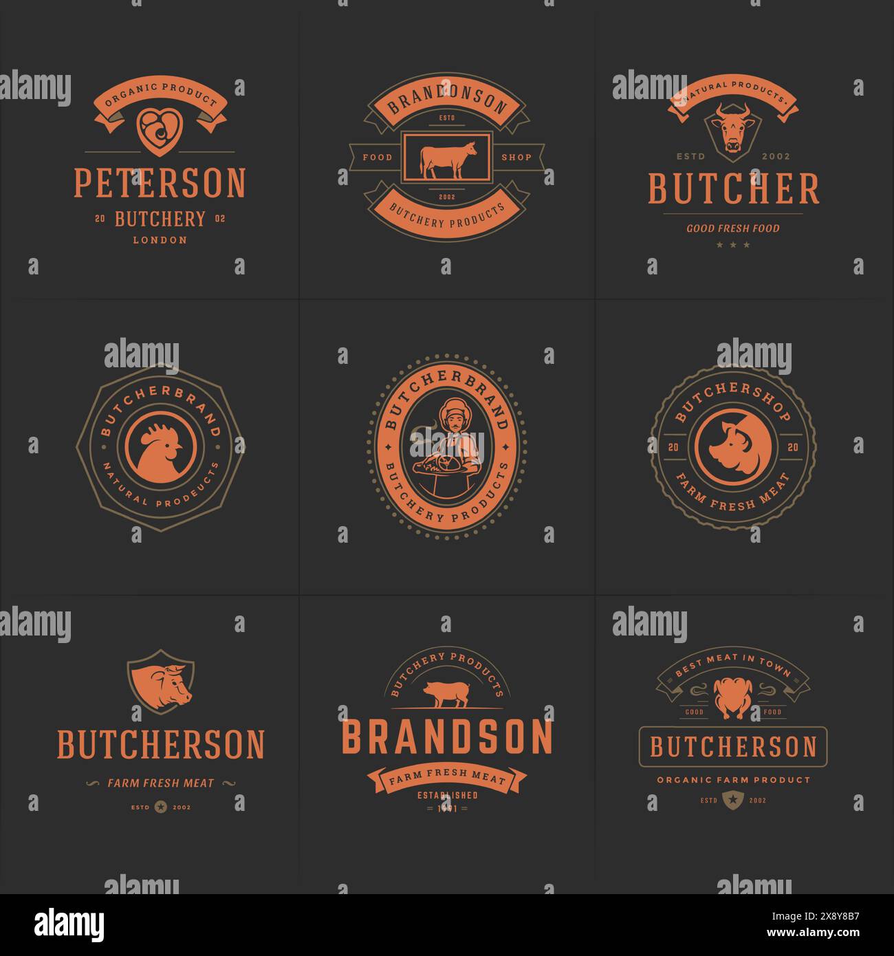 Butcher shop logos set vector illustration good for farm or restaurant ...