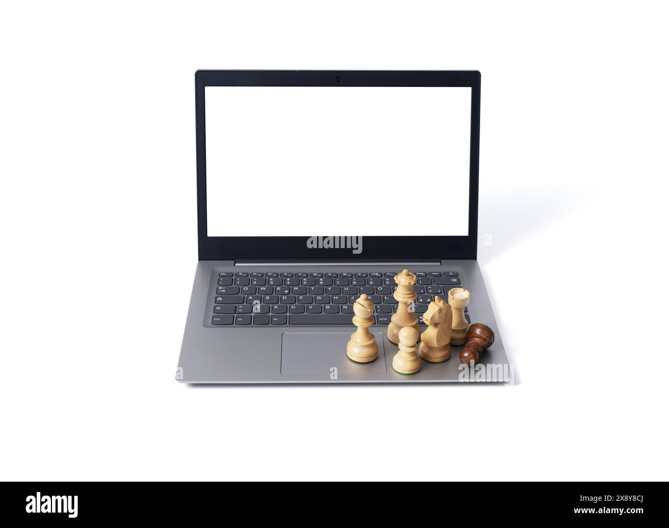 Chess piece on a laptop. Management or strategy concept. Decision ...