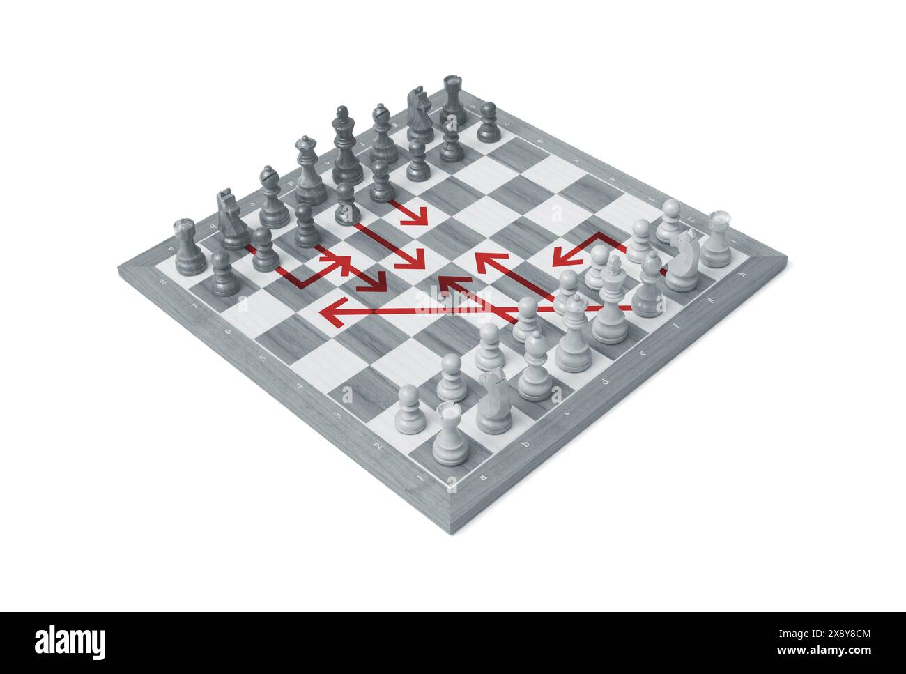 Wooden chessboard with chess pieces Management or strategy concept ...