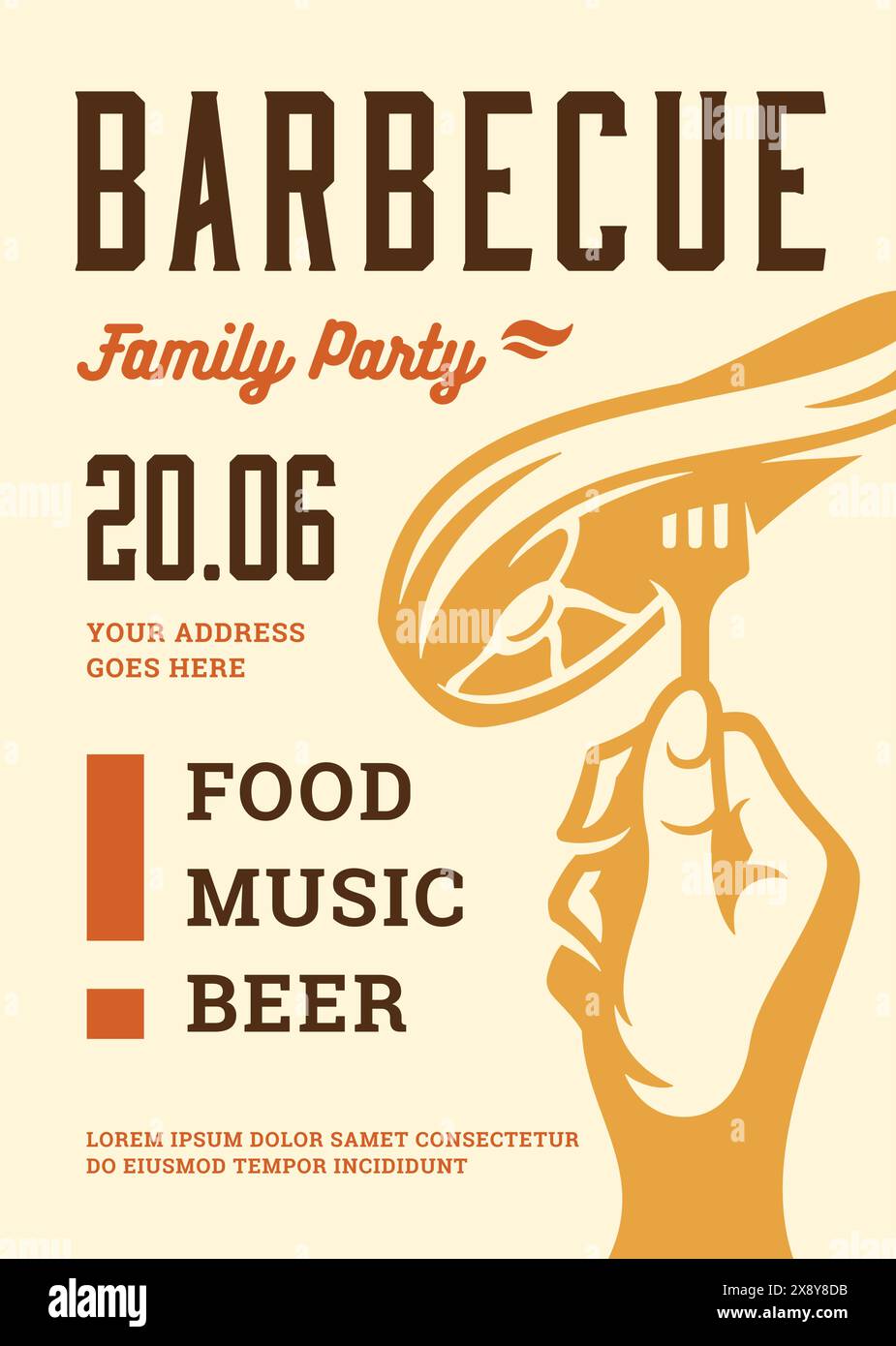 Barbecue party invitation vector flyer or poster design template. BBQ ...