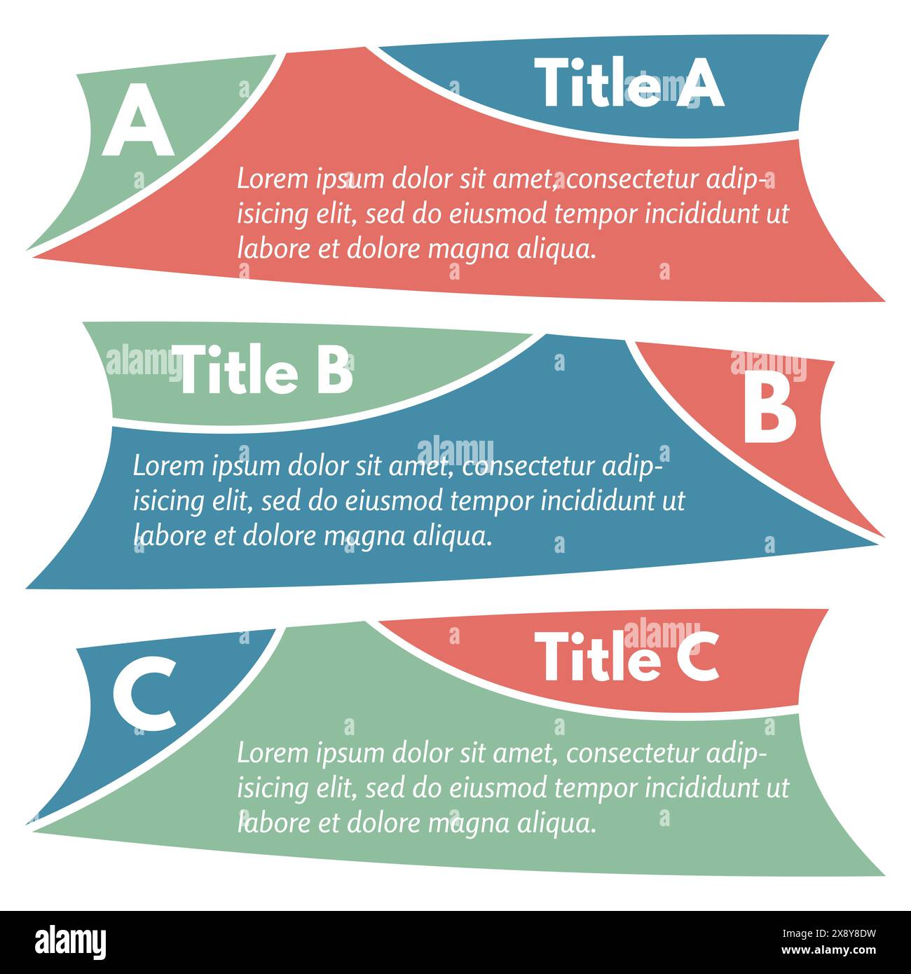 Set of three horizontal colorful options banners. Step by step ...