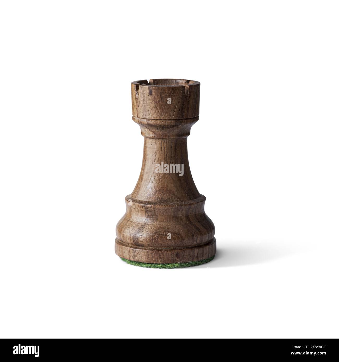 Wooden black chess rook isolated on white background. Management or ...