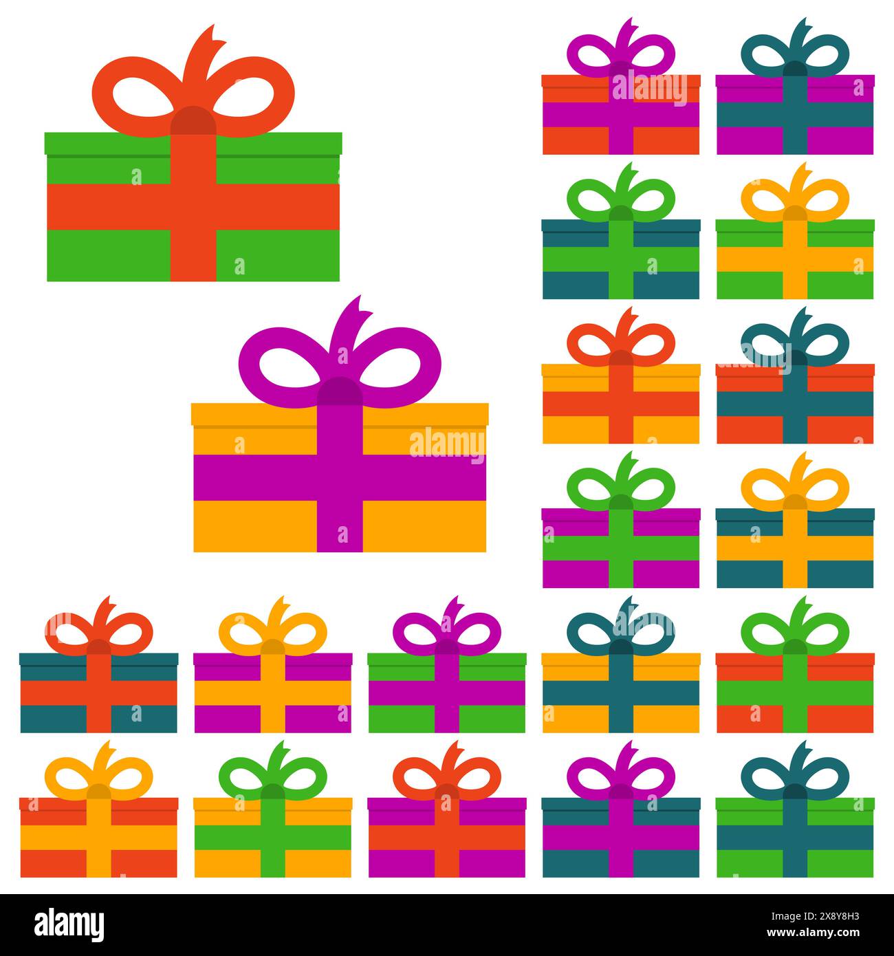 Collection of twenty multi colored gift boxes. Vector illustration ...
