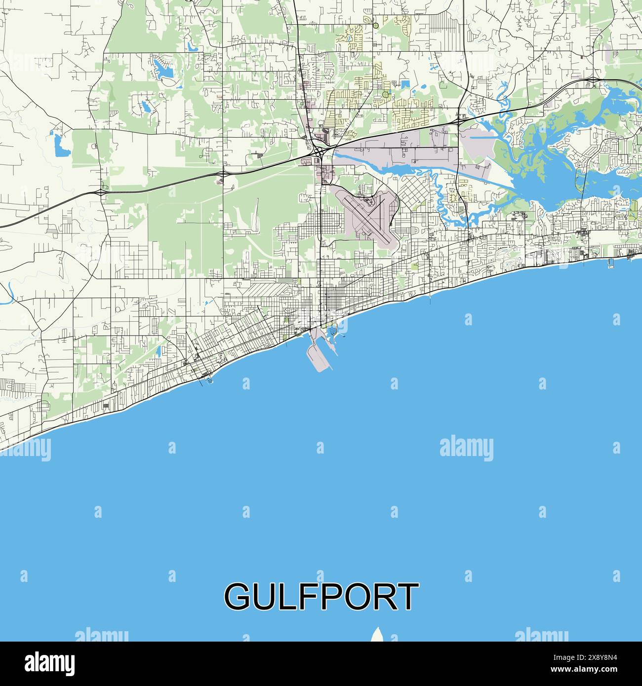 Gulfport, Mississippi, United States map poster art Stock Vector Image ...