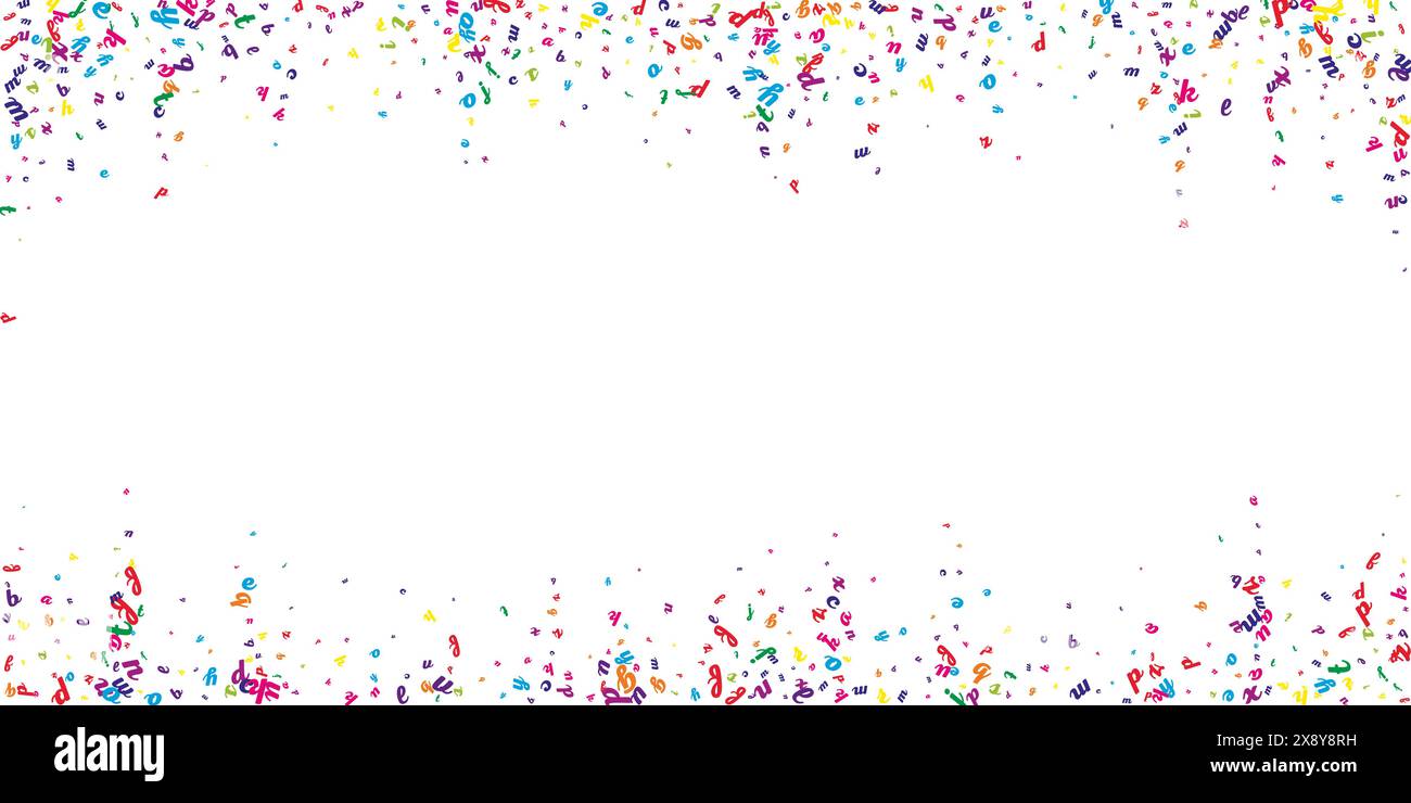 Scattered letters of latin alphabet. Colorful childish floating ...