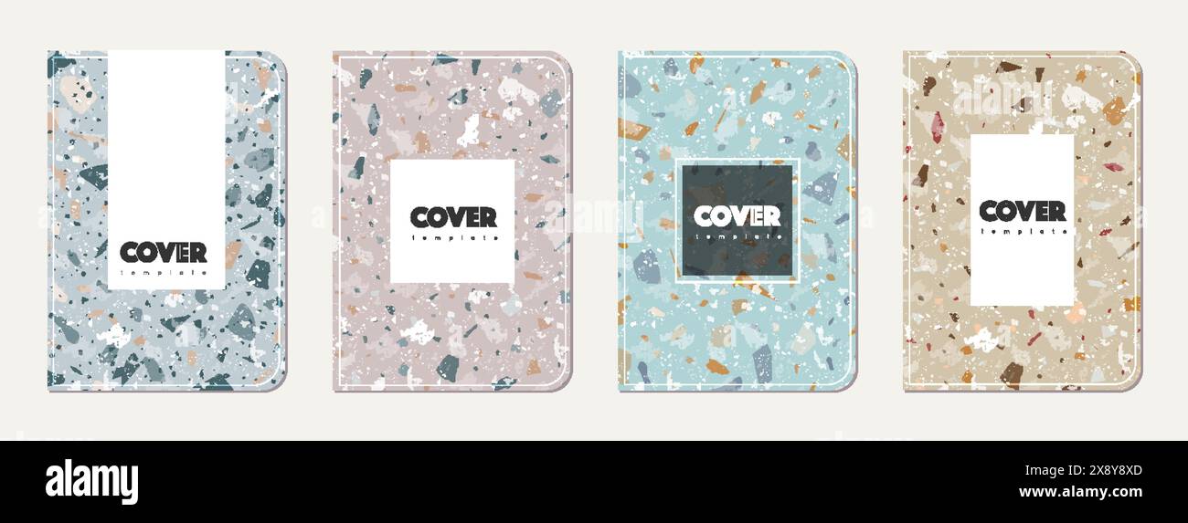 School notebook cover design. Terrazzo abstract background made of ...