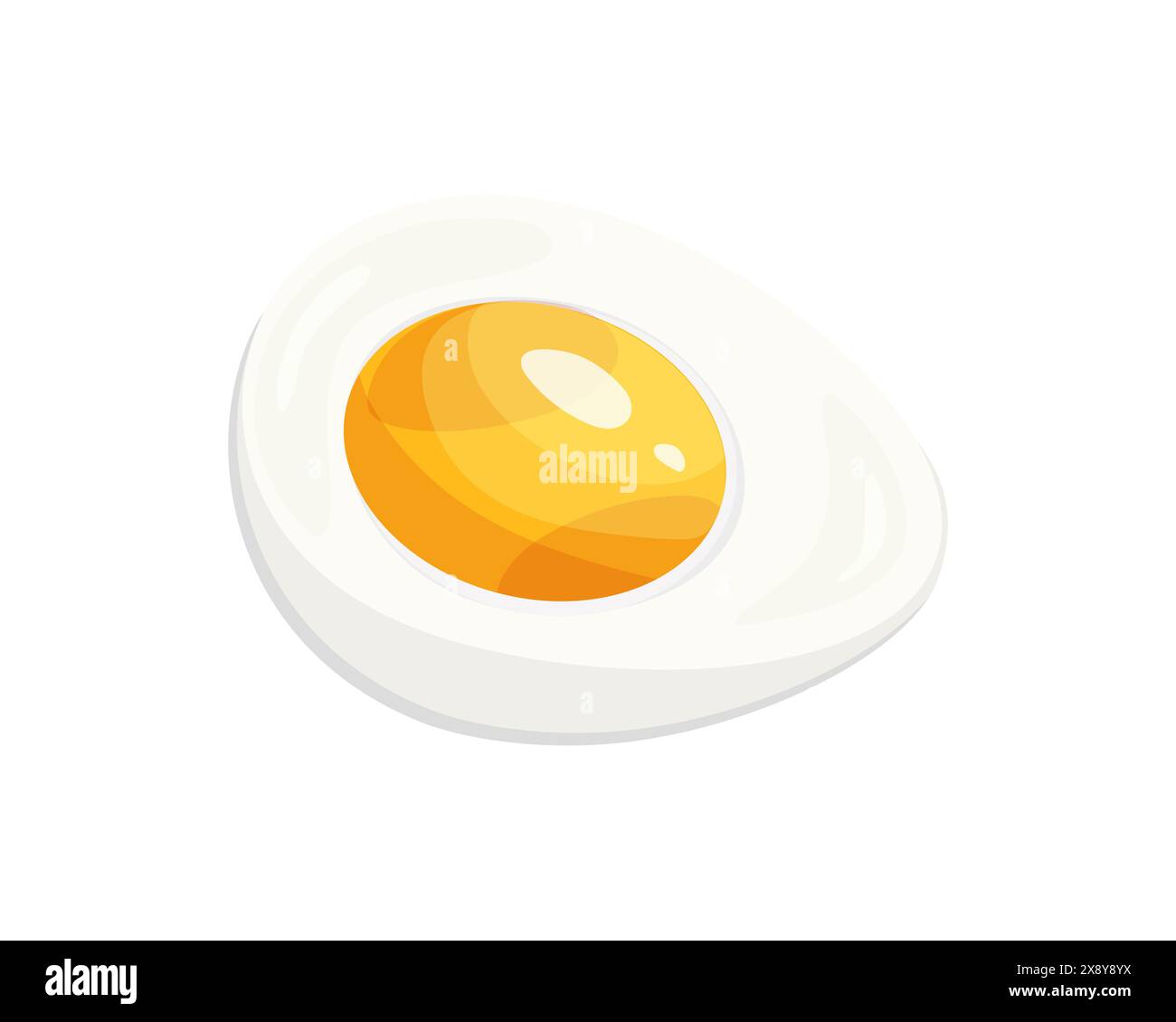 Hard-boiled half egg in flat style. Organic food. Cartoon style vector ...