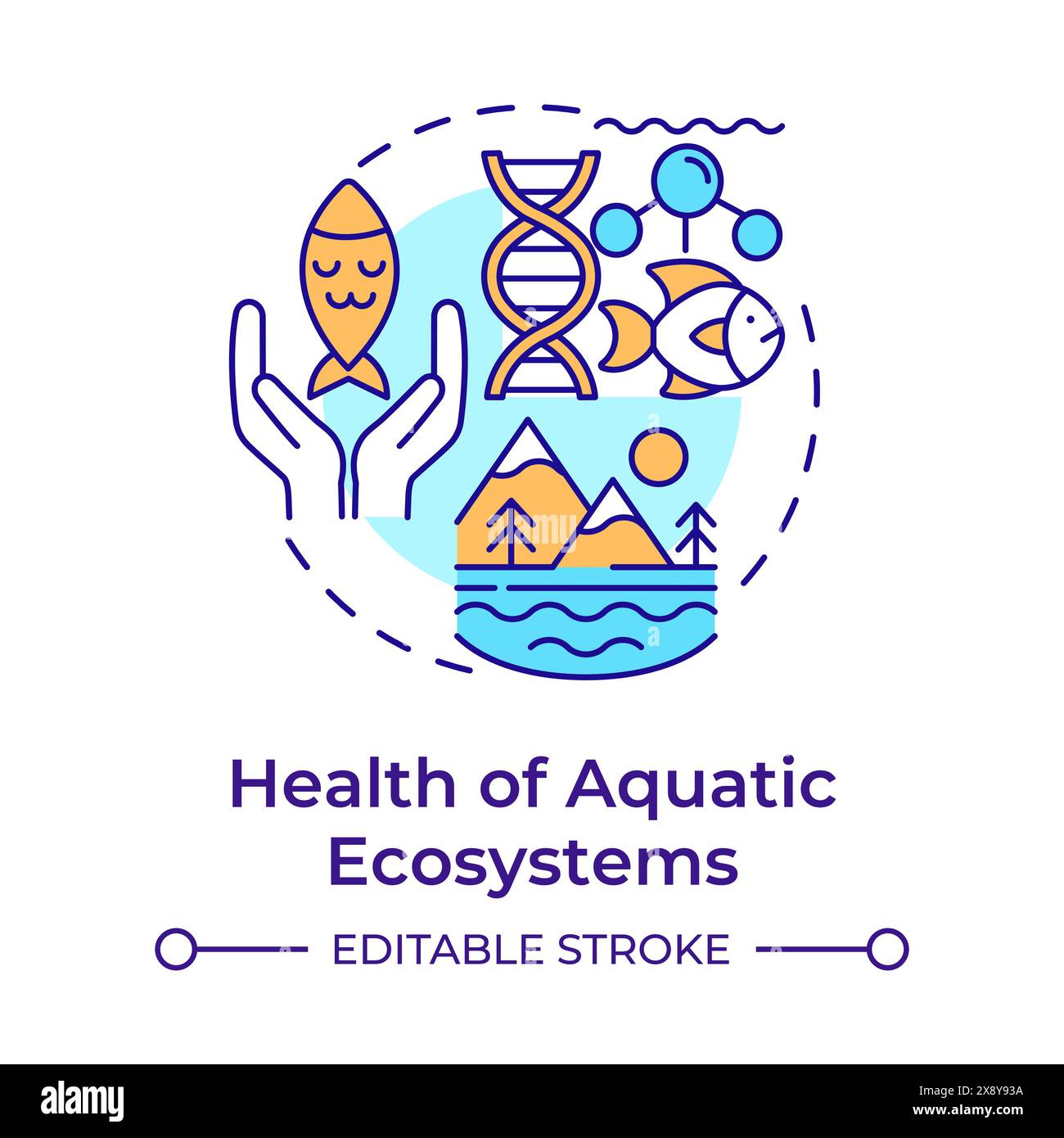 Health of aquatic ecosystems multi color concept icon Stock Vector ...