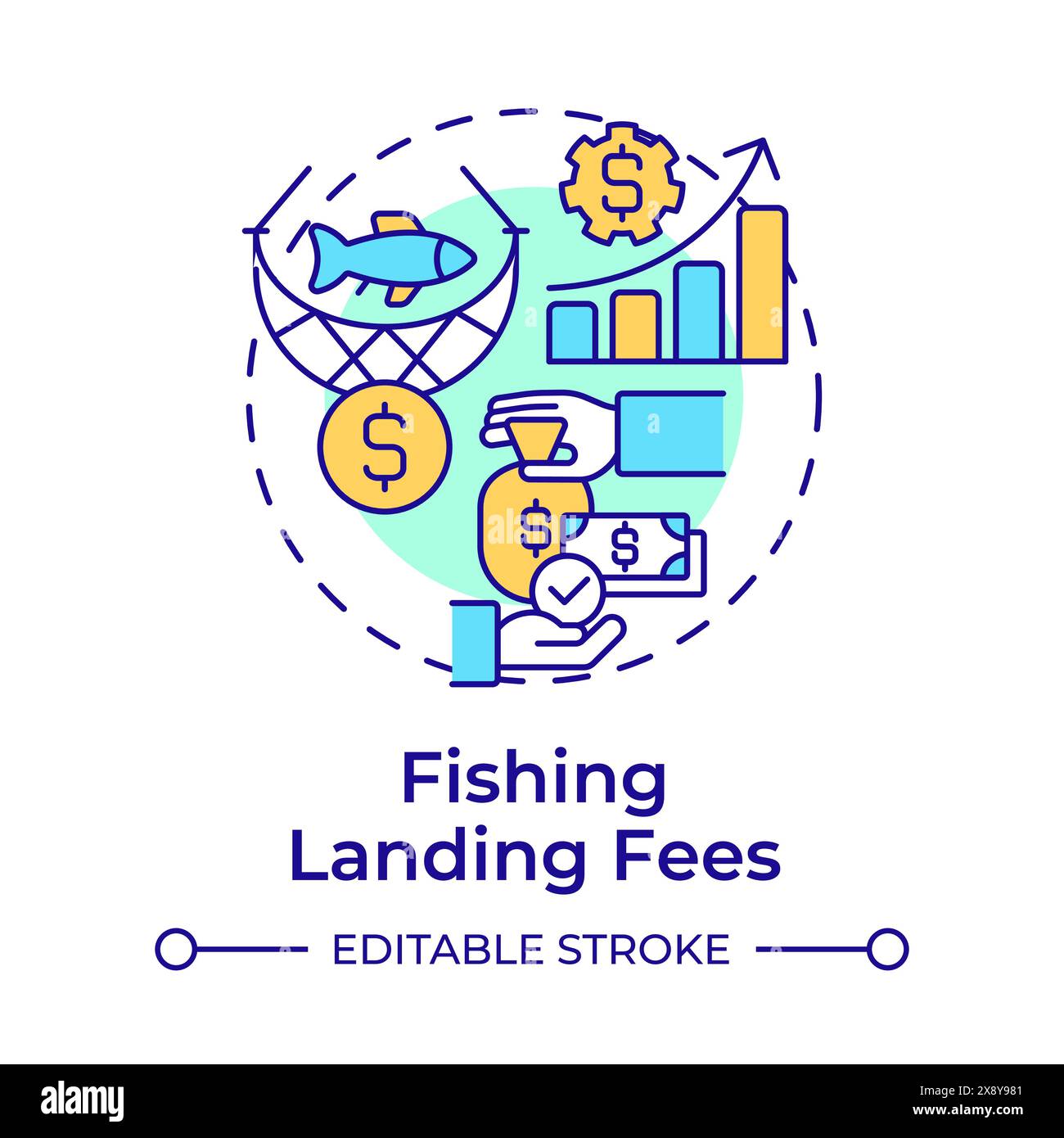Fishing landing fees multi color concept icon Stock Vector Image & Art - Alamy