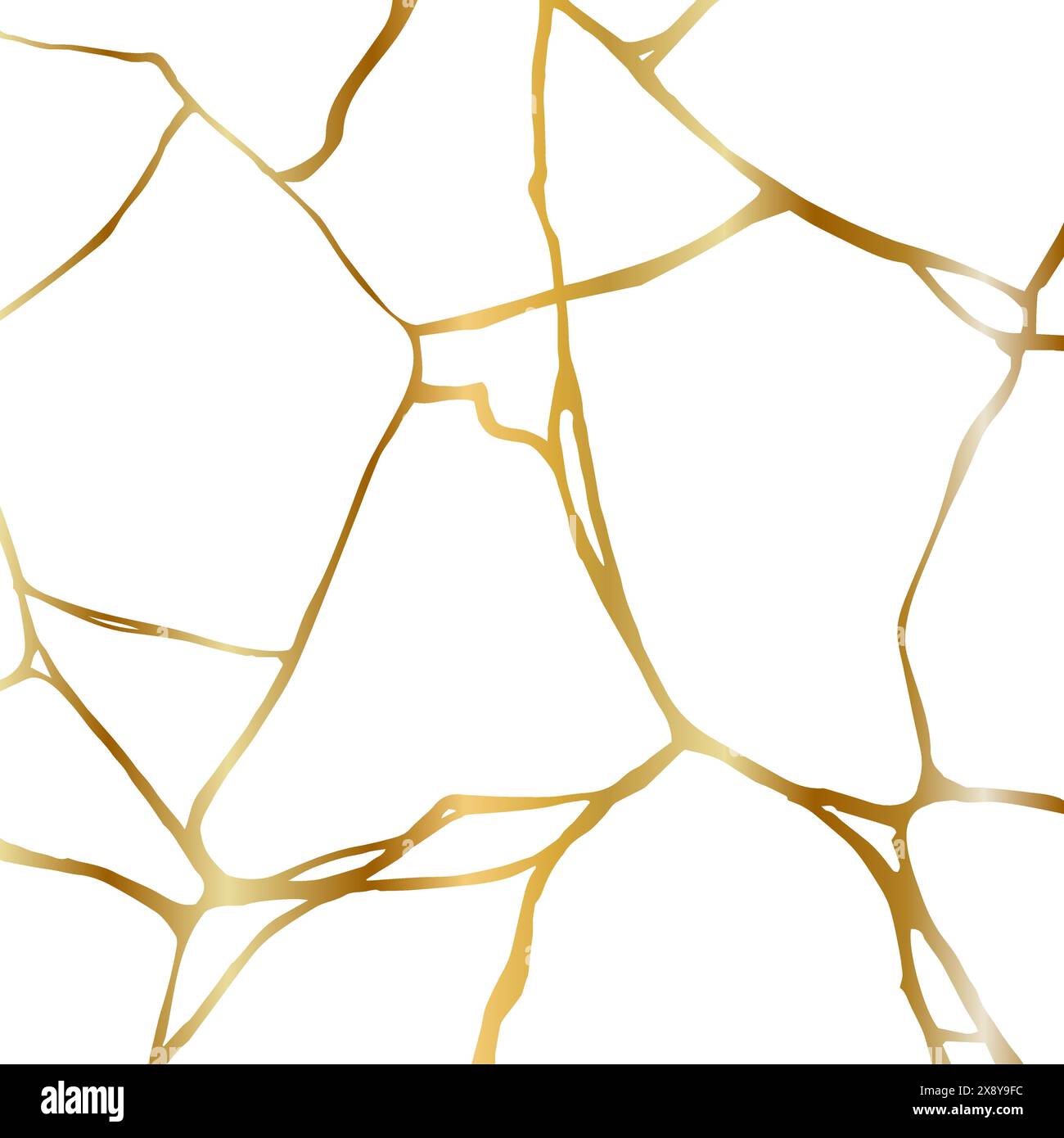 Gold kintsugi crack repair marble texture vector illustration isolated ...