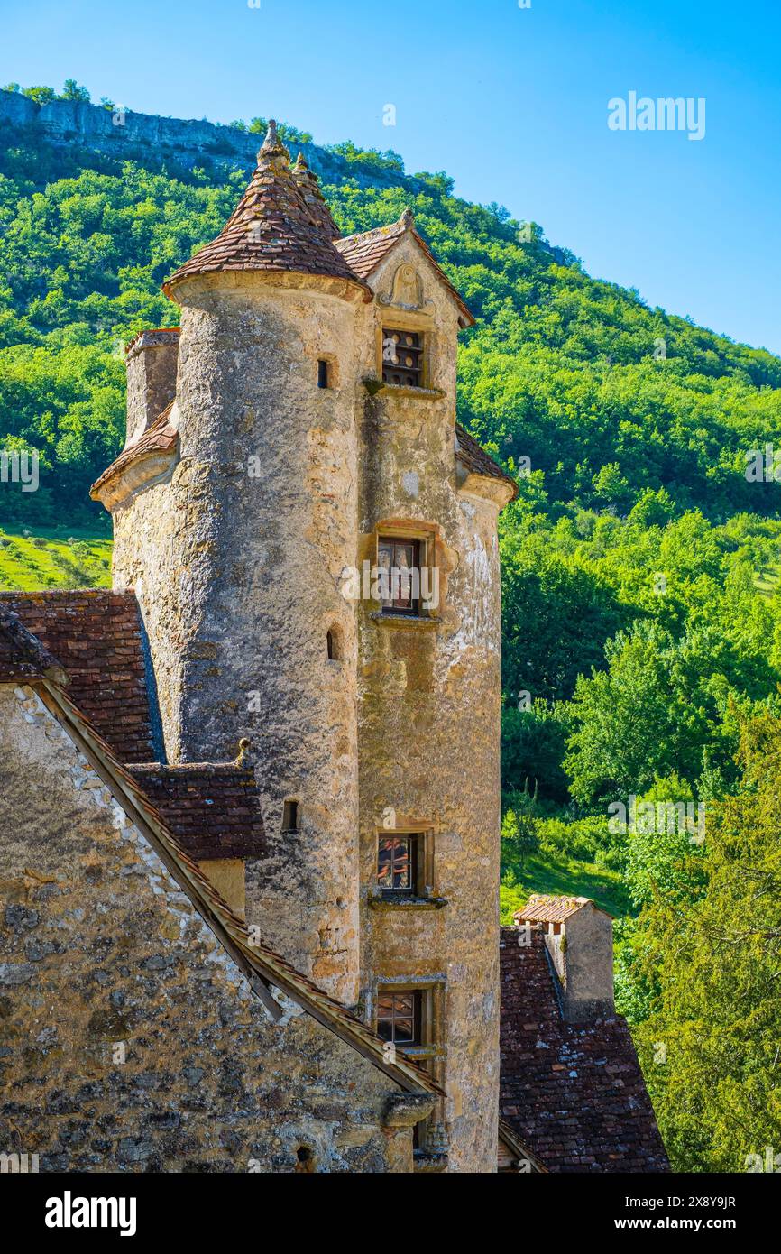 France, Lot, Dordogne Valley, Autoire, medieval village labeled Les Plus Beaux Villages de ...