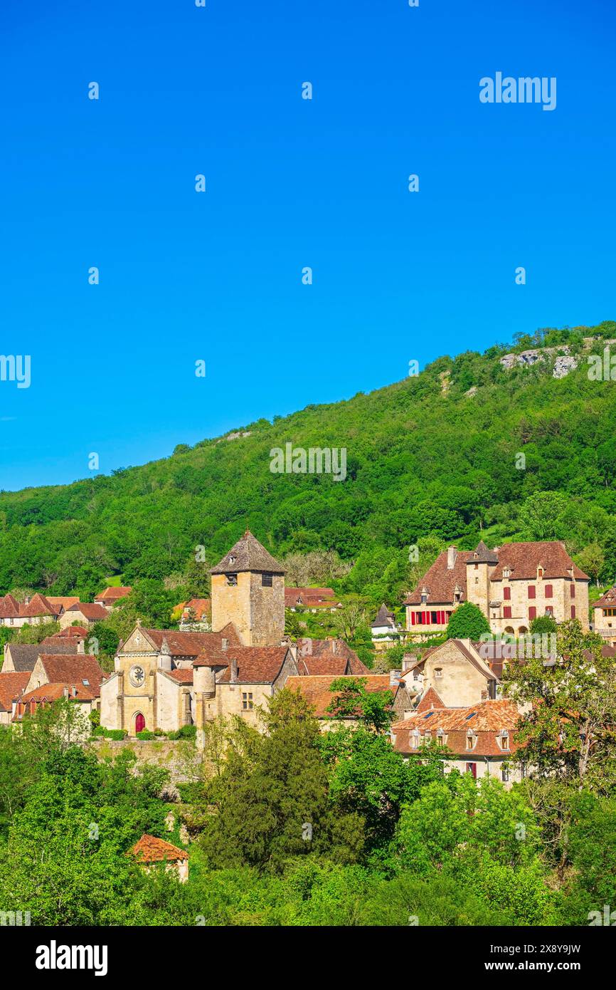 France, Lot, Dordogne Valley, Autoire, medieval village labeled Les ...