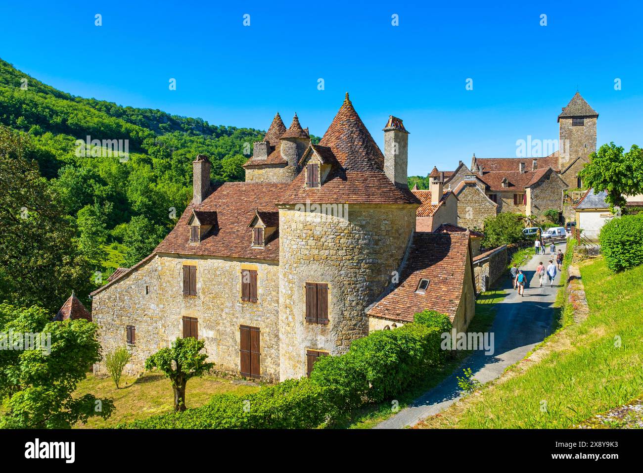 France, Lot, Dordogne Valley, Autoire, medieval village labeled Les Plus Beaux Villages de ...
