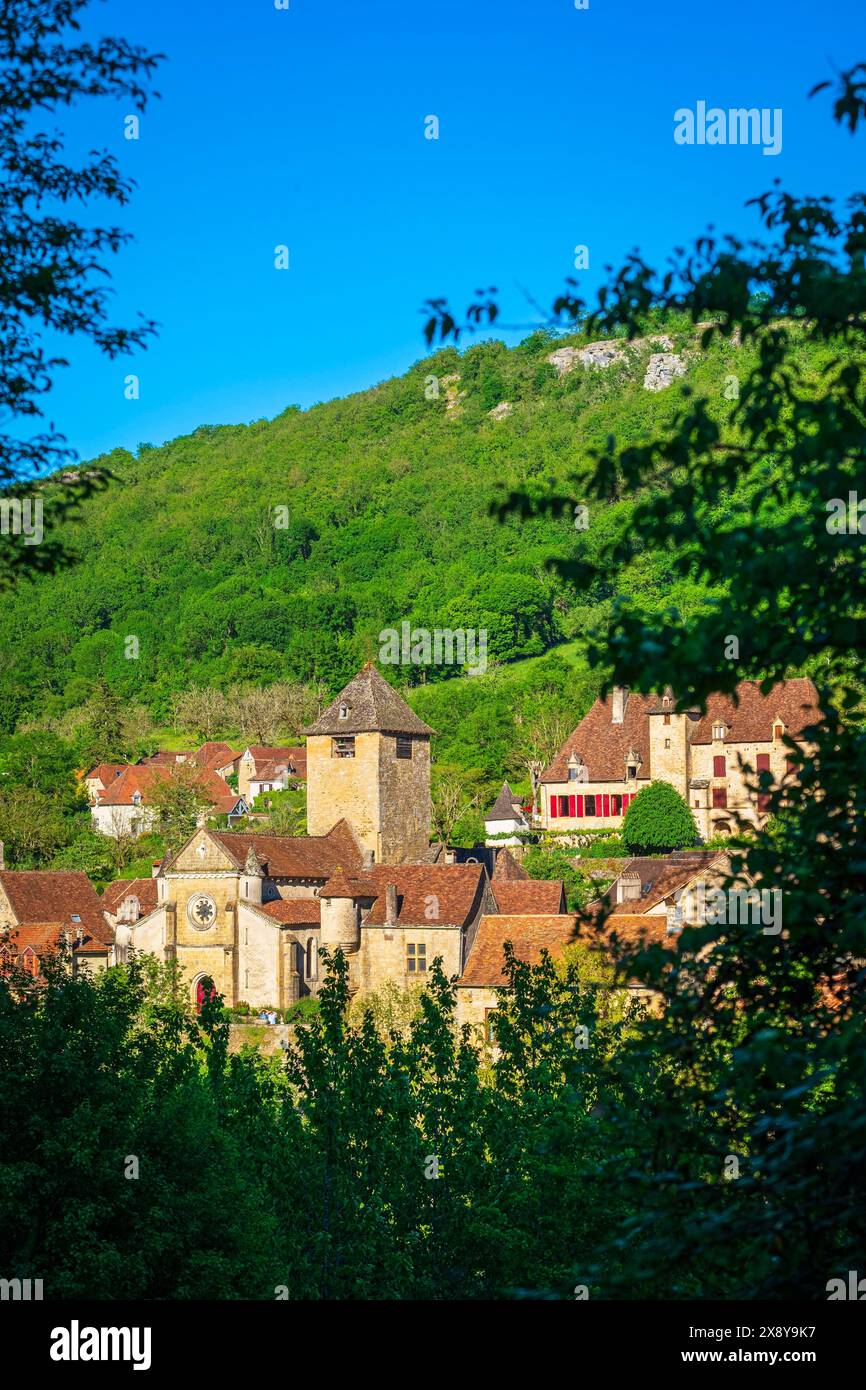France, Lot, Dordogne Valley, Autoire, medieval village labeled Les Plus Beaux Villages de ...