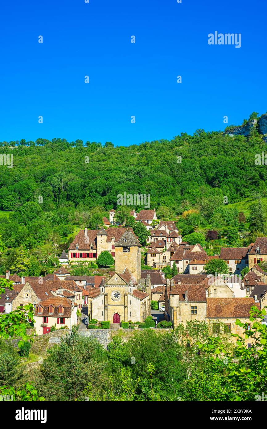 France, Lot, Dordogne Valley, Autoire, medieval village labeled Les ...