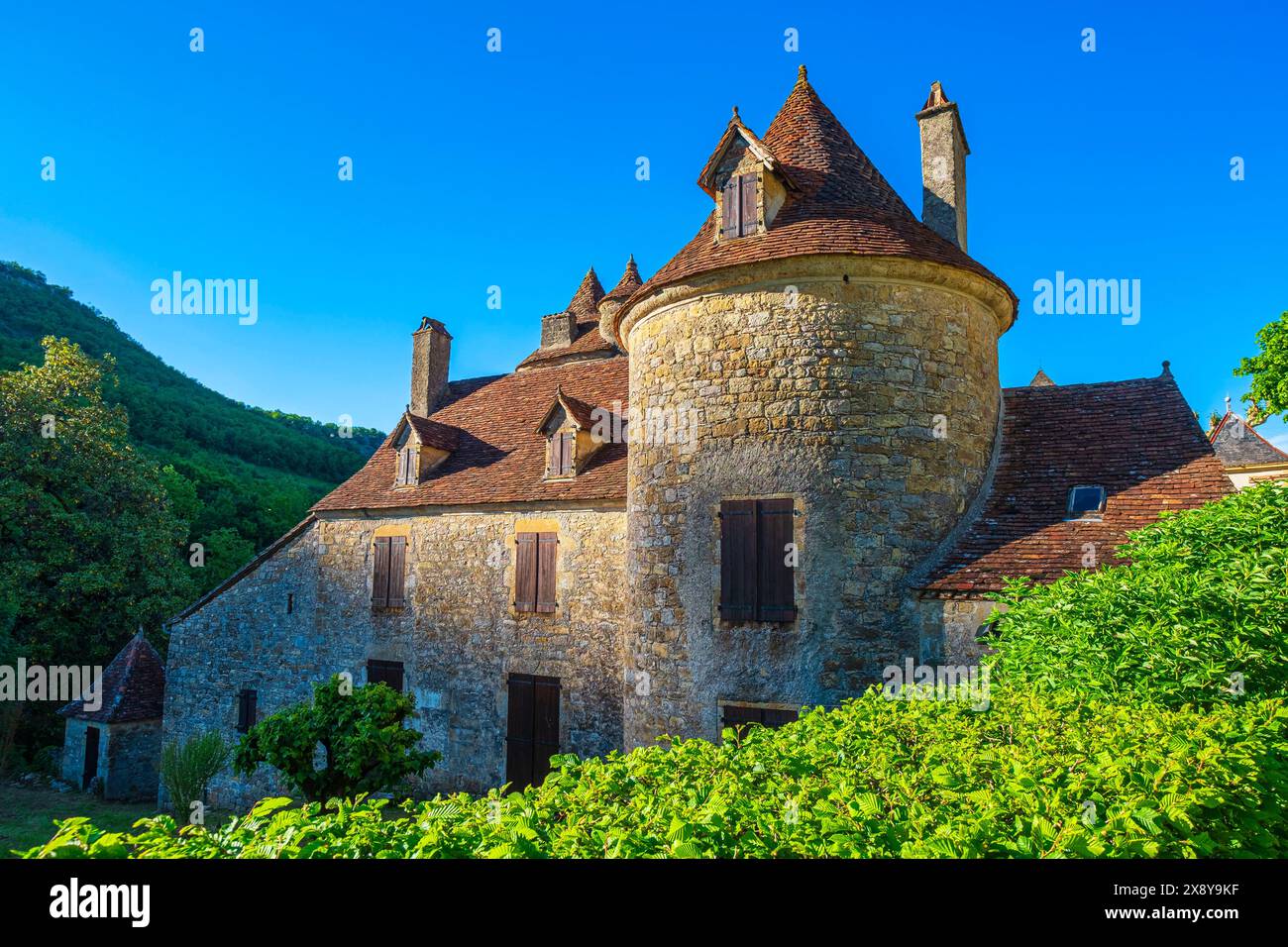 France, Lot, Dordogne Valley, Autoire, medieval village labeled Les Plus Beaux Villages de ...