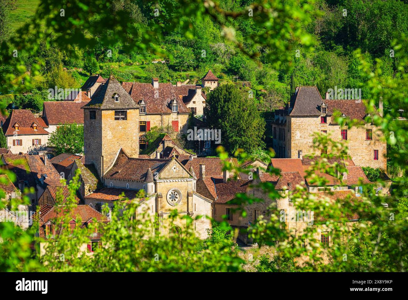 France, Lot, Dordogne Valley, Autoire, medieval village labeled Les Plus Beaux Villages de ...
